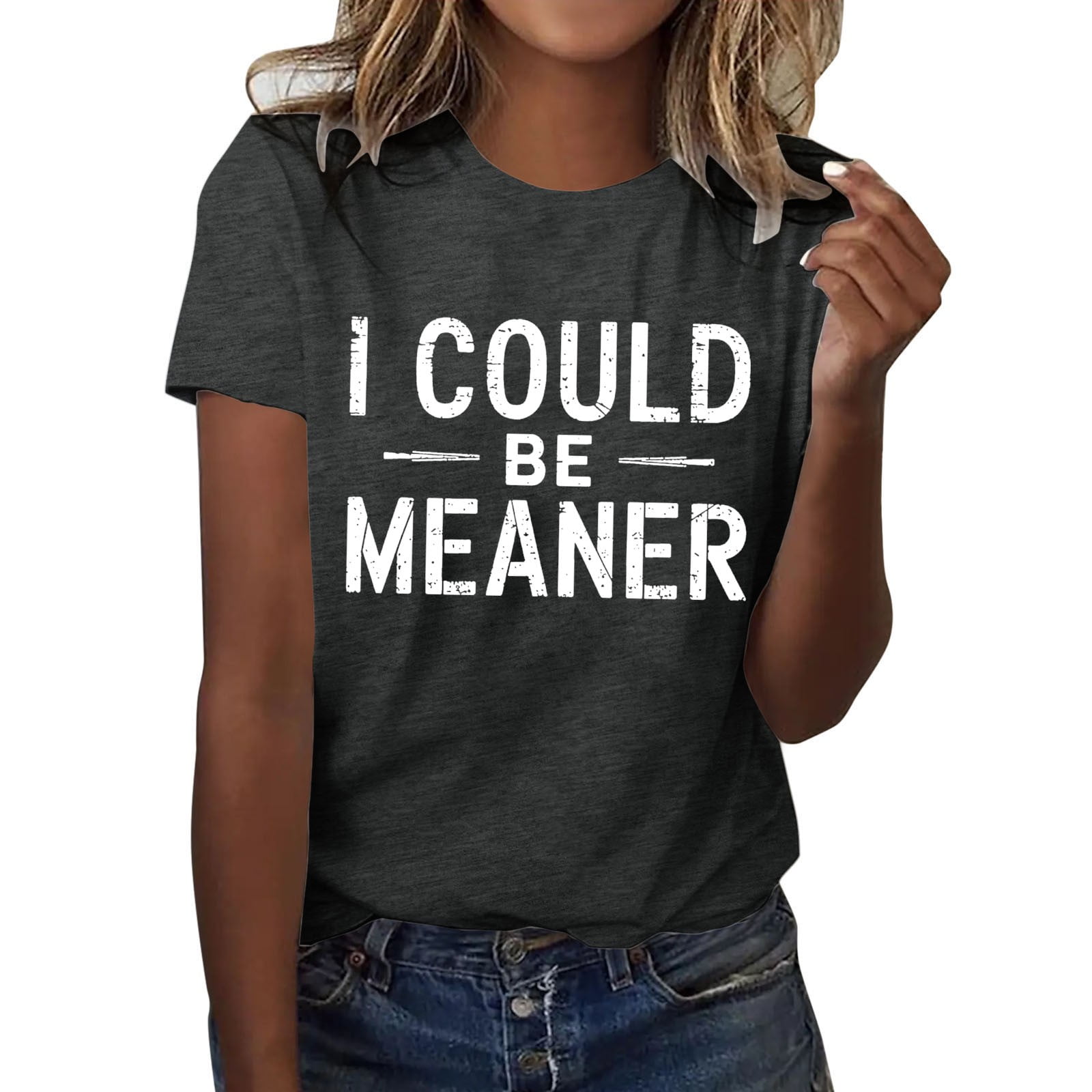 NJGRAE Womens Sleeveless Tops Women’S Casual Blouses I Could Be Meaner Women Fashion Casual ...