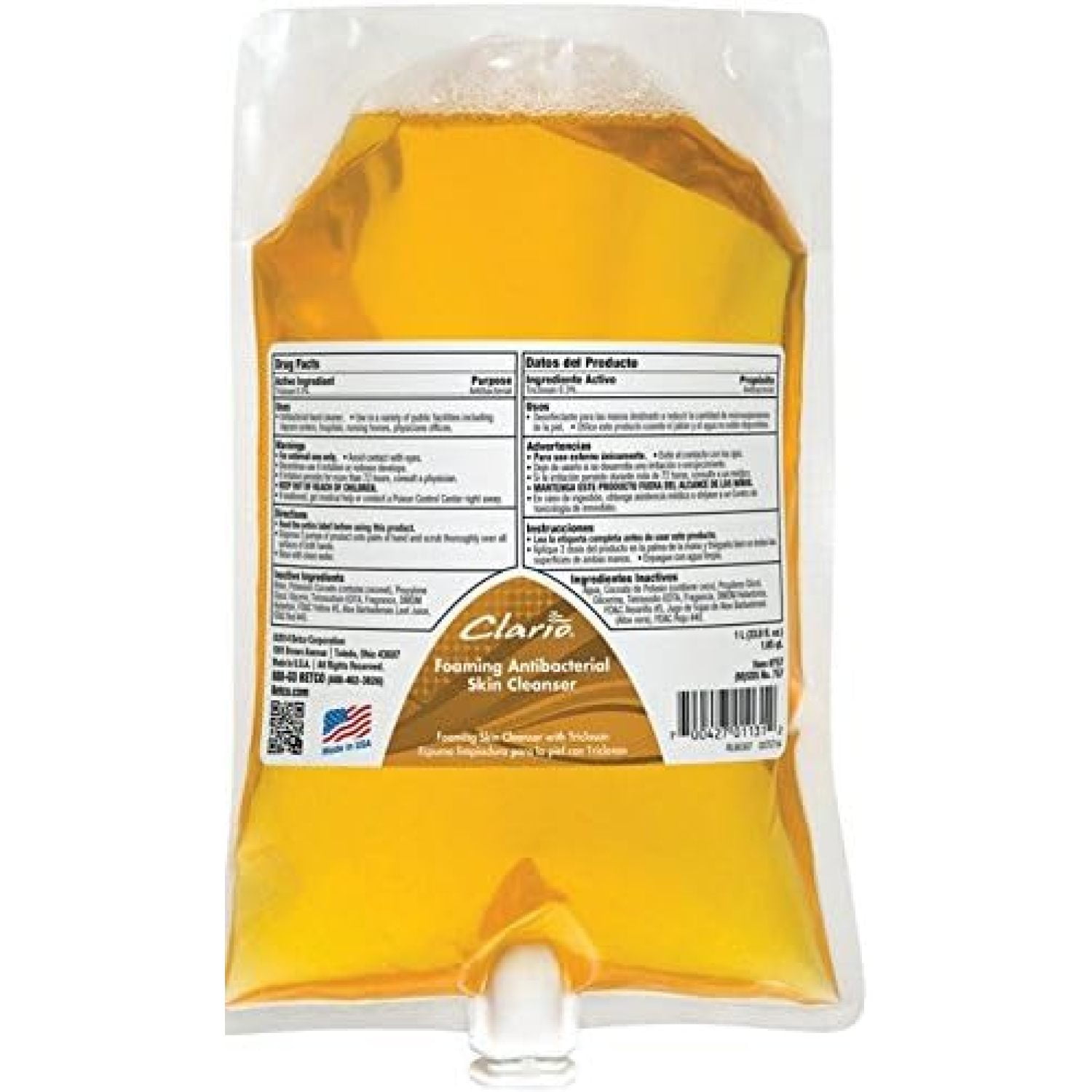 NJHF 7512900 Clario Foaming Anti-Bacterial Skin Cleanser, 1 Liter ...