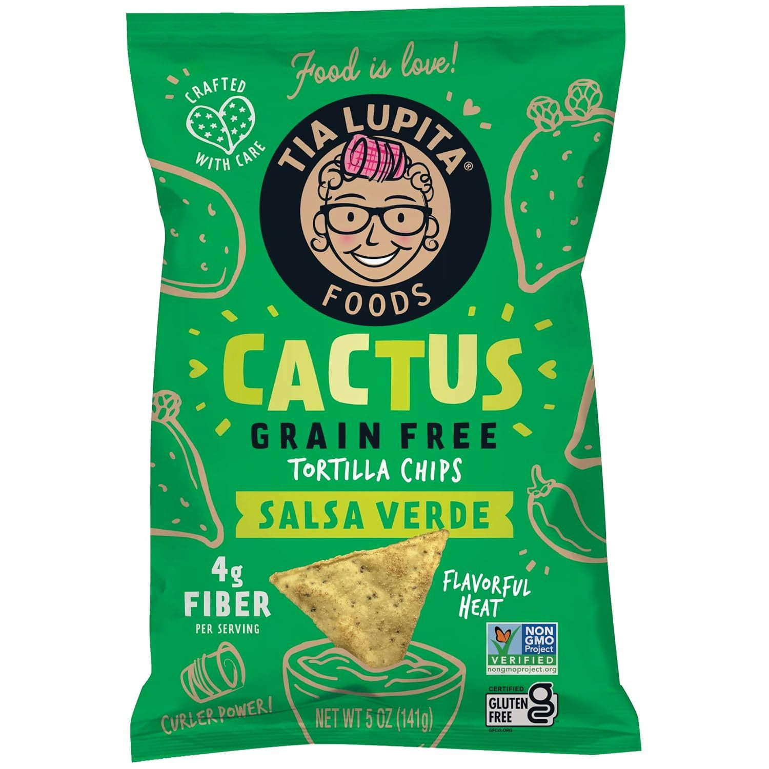 NJHF Cactus Tortilla Chips - Salsa Verde (5oz Bag) - Flavorful Heat ...