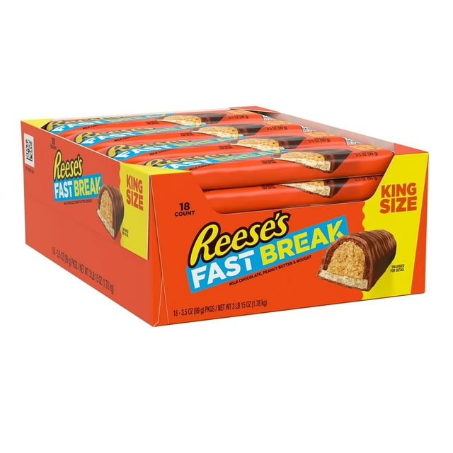 NJHF FAST BREAK Peanut Butter Nougat King Size, Candy Bars, 3.5 oz (18 ...