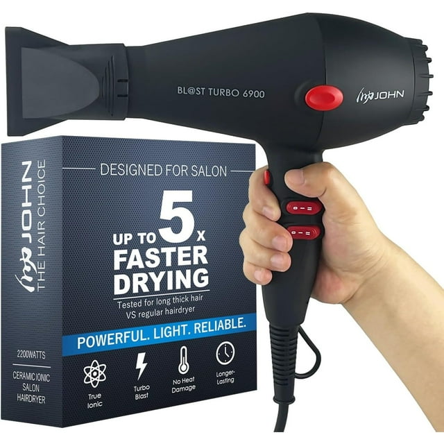 NJHF Ionic Hairdryer for Salon 2200W | Professional Hair Blow Dryer ...
