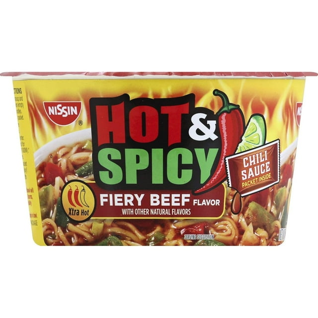 NJHF Noodle Bowl, Hot and Spicy Fiery Beef, 3.3 Ounce (Pack of 6 ...
