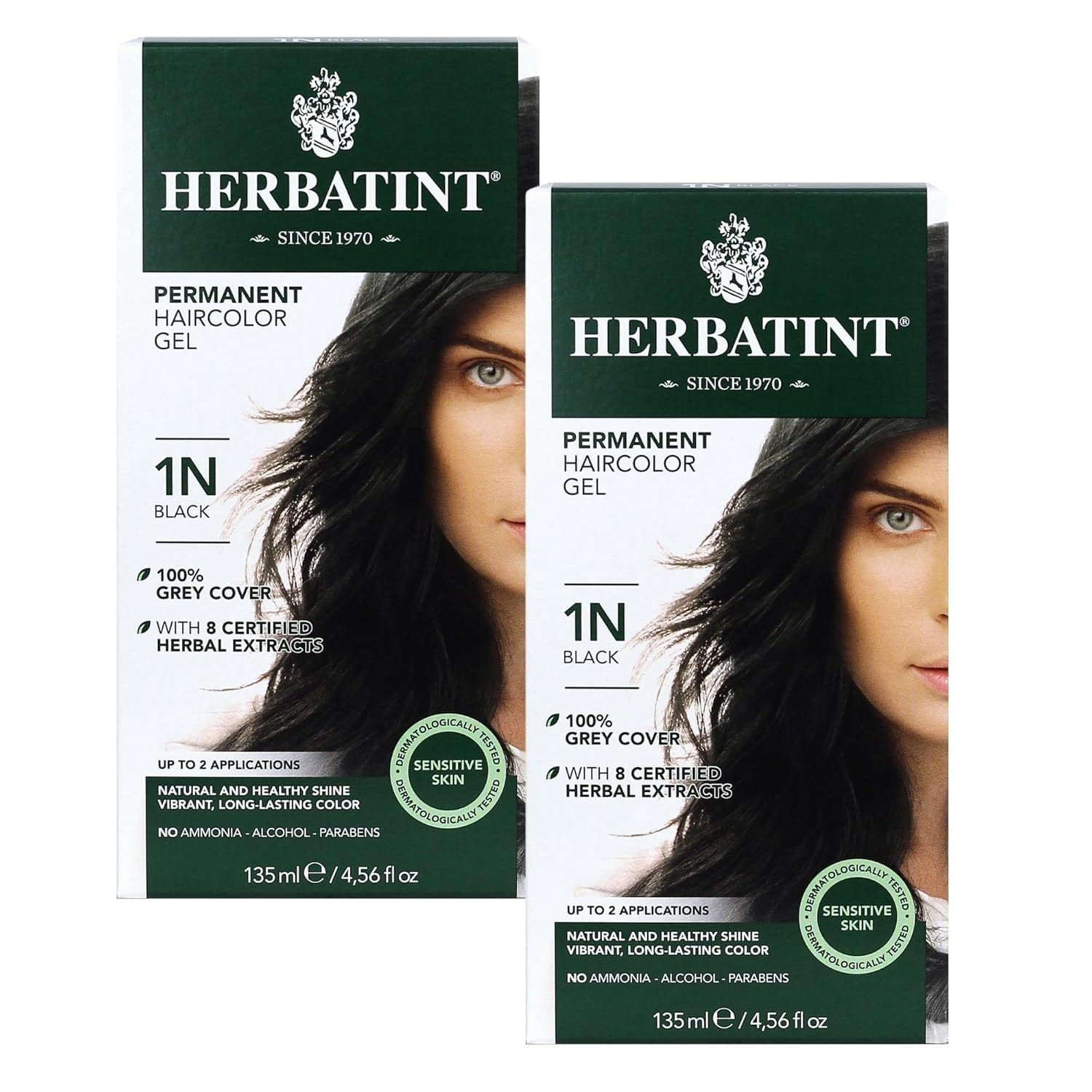 NJHF Permanent Haircolor Gel, 1N Black, Alcohol Free, Vegan, 100% Grey ...
