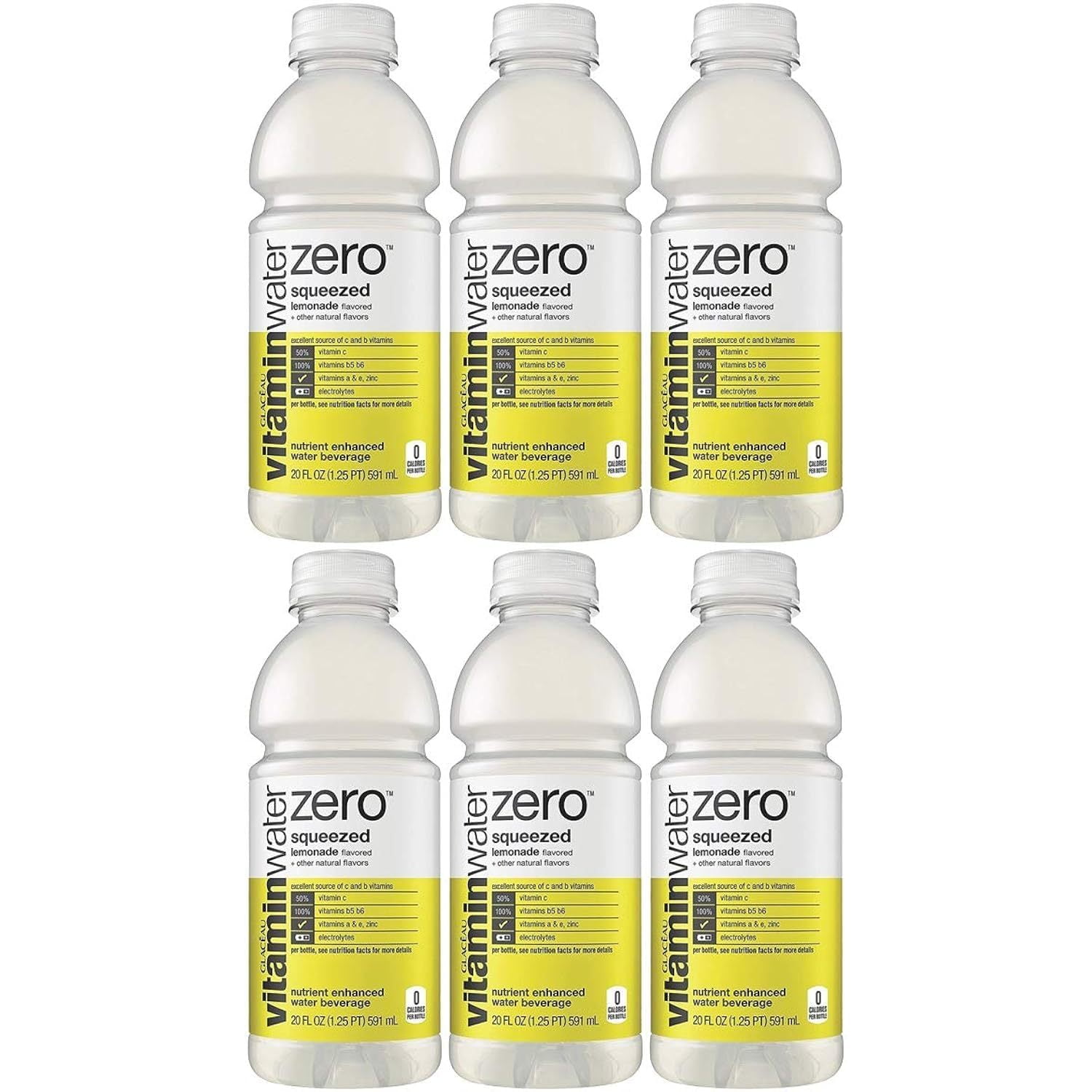 NJHF Zero, Lemonade - Squeezed, 20oz Bottle (Pack of 6, Total of 120 Oz ...