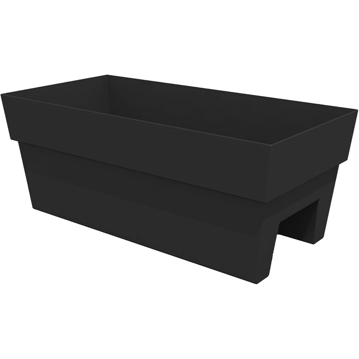 NJHP Finley Deck Rail Rectangle Planter: 24" - Black - Matte Finish ...