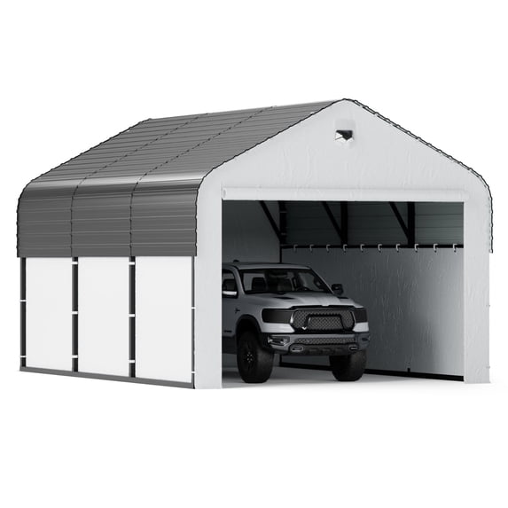 NJNJ 10x16 Ft Heavy-Duty Metal Carport, All-Weather Outdoor Canopy ...