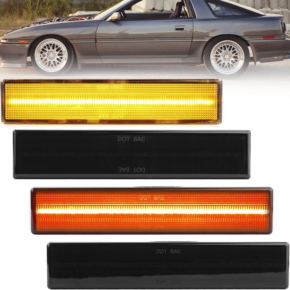 NJSBYL Amber/Red LED Side Marker Lights for Toyoto Supra MK3 A70 1986 ...