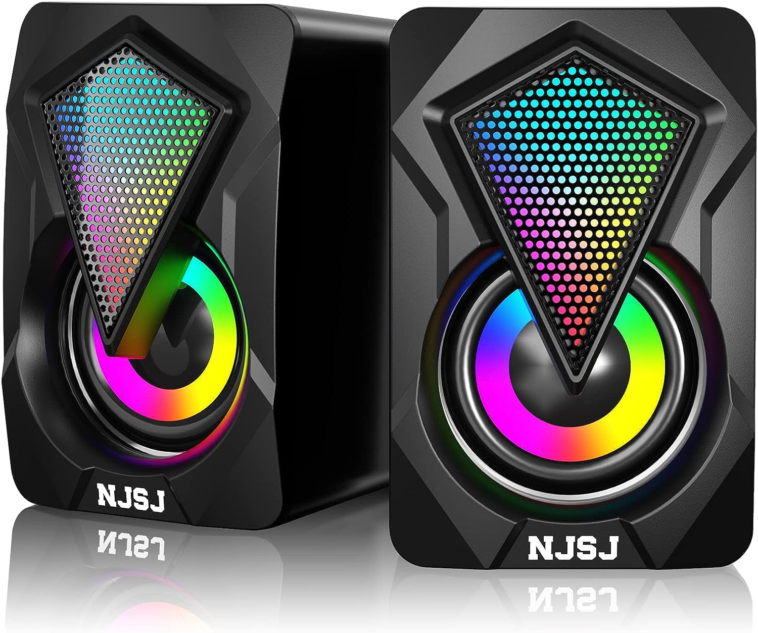 NJSJ Computer Speakers,2.0 USB Powered Gaming Speakers with RGB LED ...