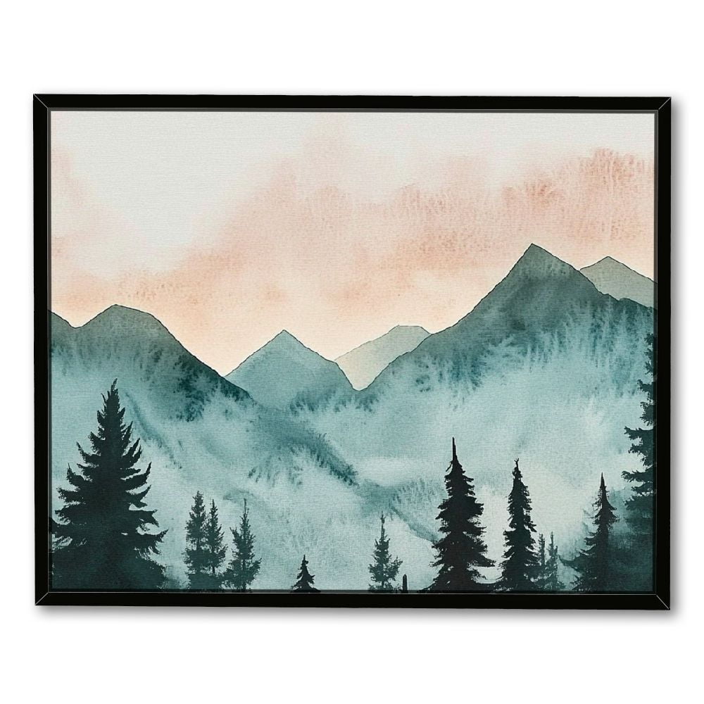 NJSTORE Large Mountain Wall Art, Framed Forest Woodland Wall Decor ...
