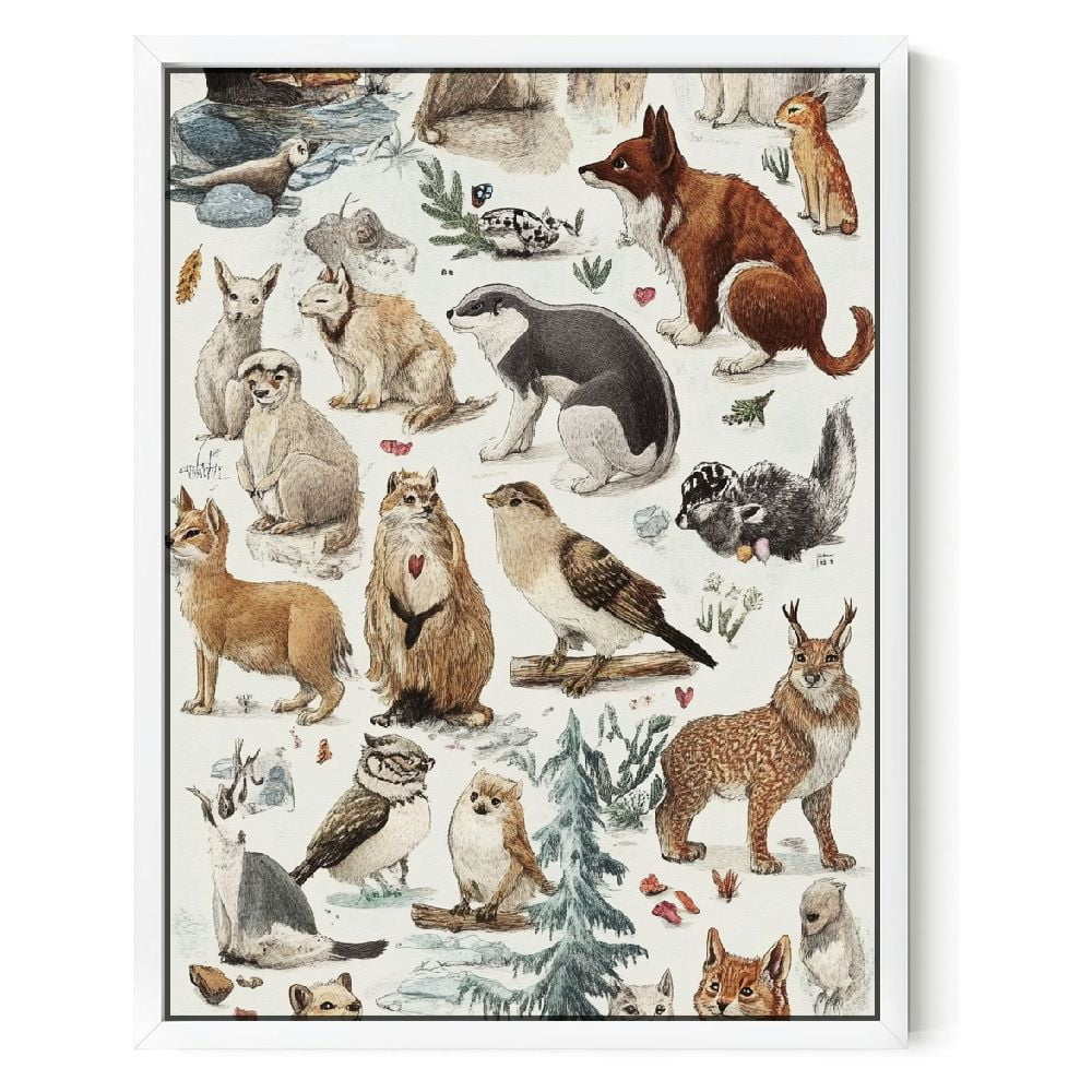 NJSTORE Winter Wildlife Educational Poster - Illustrated Arctic Animals ...