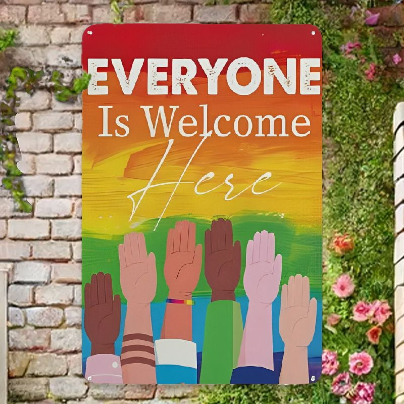 NJTP Rustic Metal Tin Sign Everyone Is Welcome Here Classroom Wall Art ...