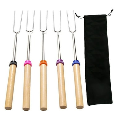 "Best 12 PACKS Marshmallow Roasting Sticks 32"" Set of 8 BBQ Skewers with Wooden Handle ...