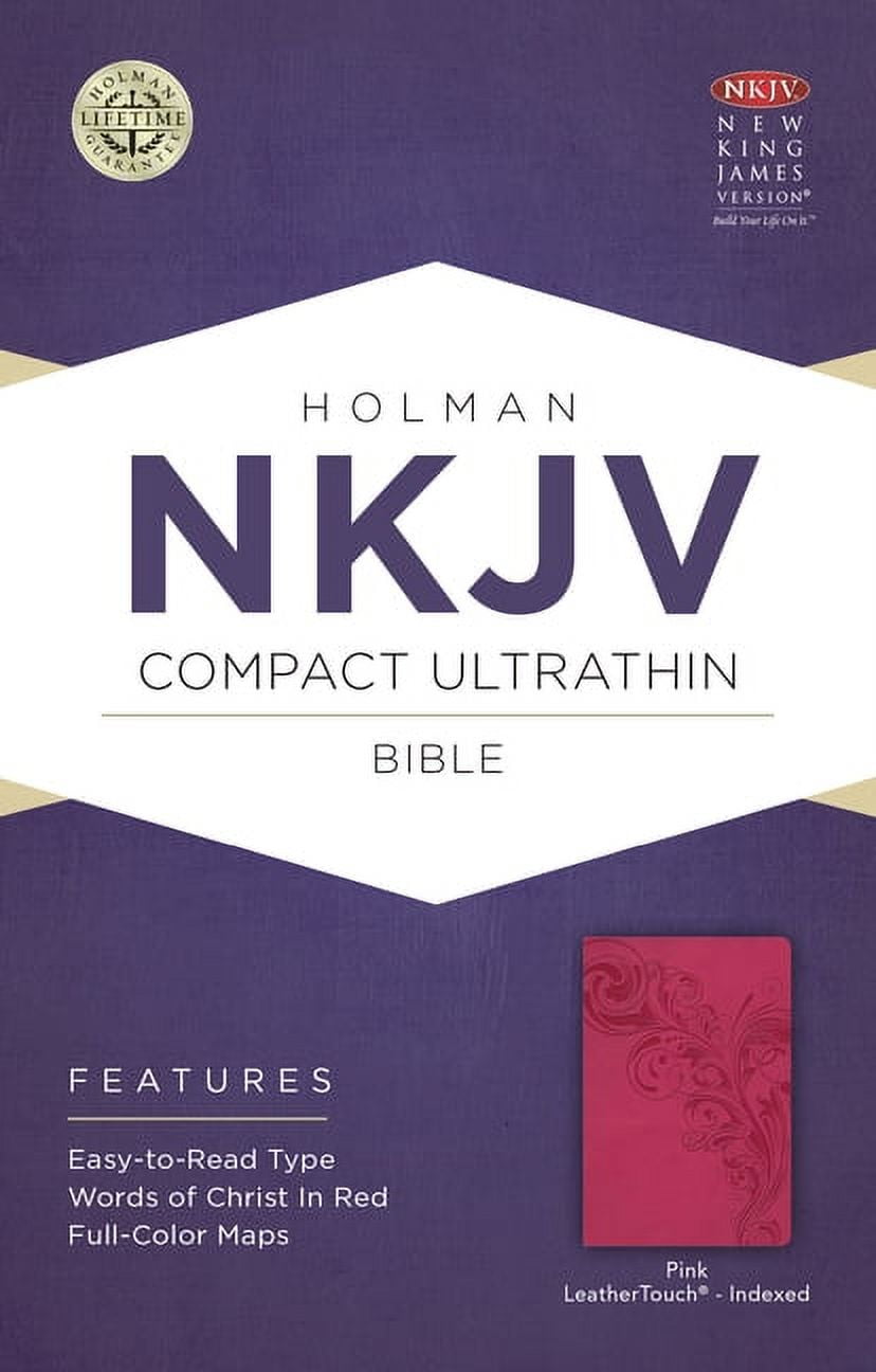 NKJV Compact Ultrathin Bible, Pink LeatherTouch, Indexed (Hardcover ...