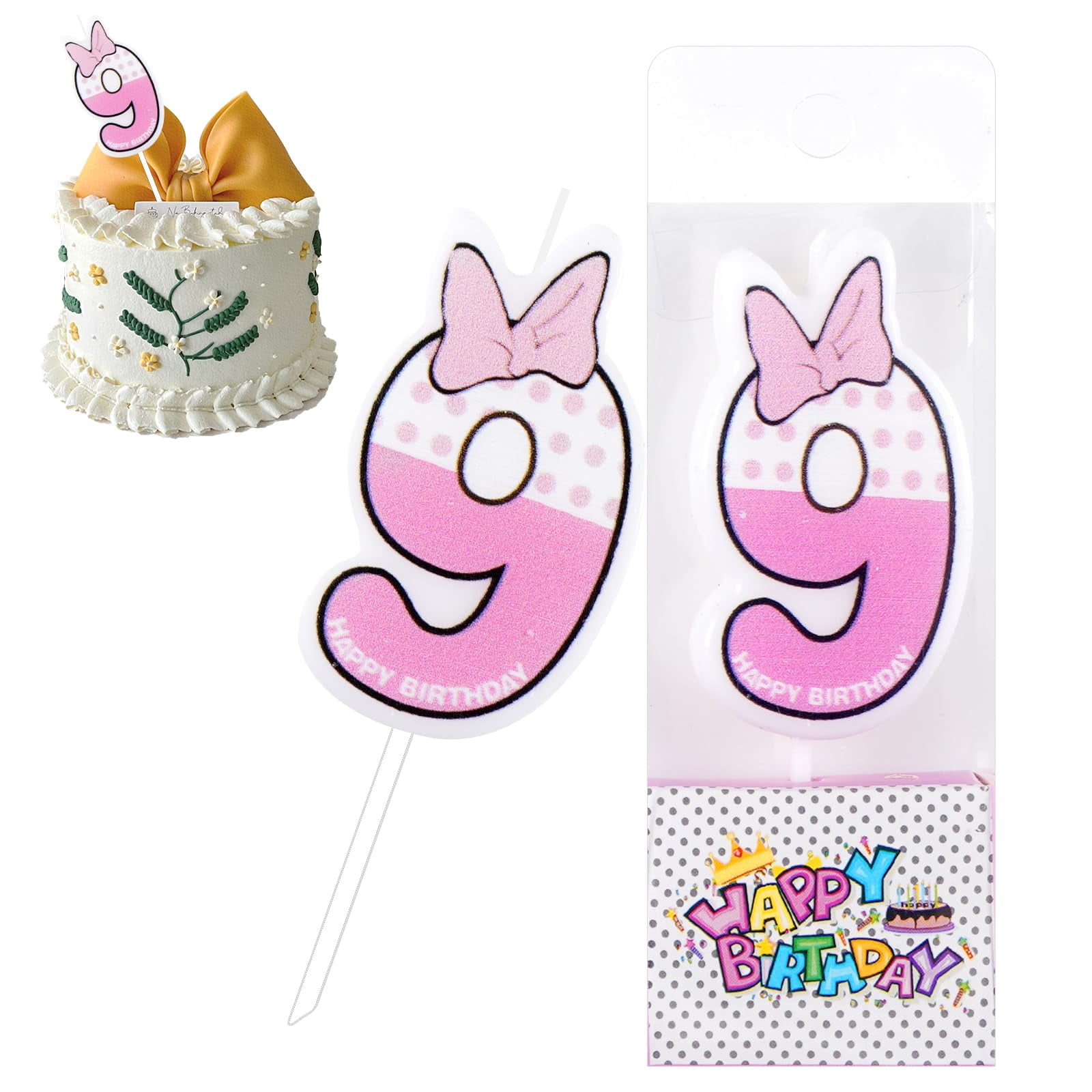 NKM Minnie 9th Birthday Candle, Pink Minnie H2FSDNumber 9 Cake Candle ...