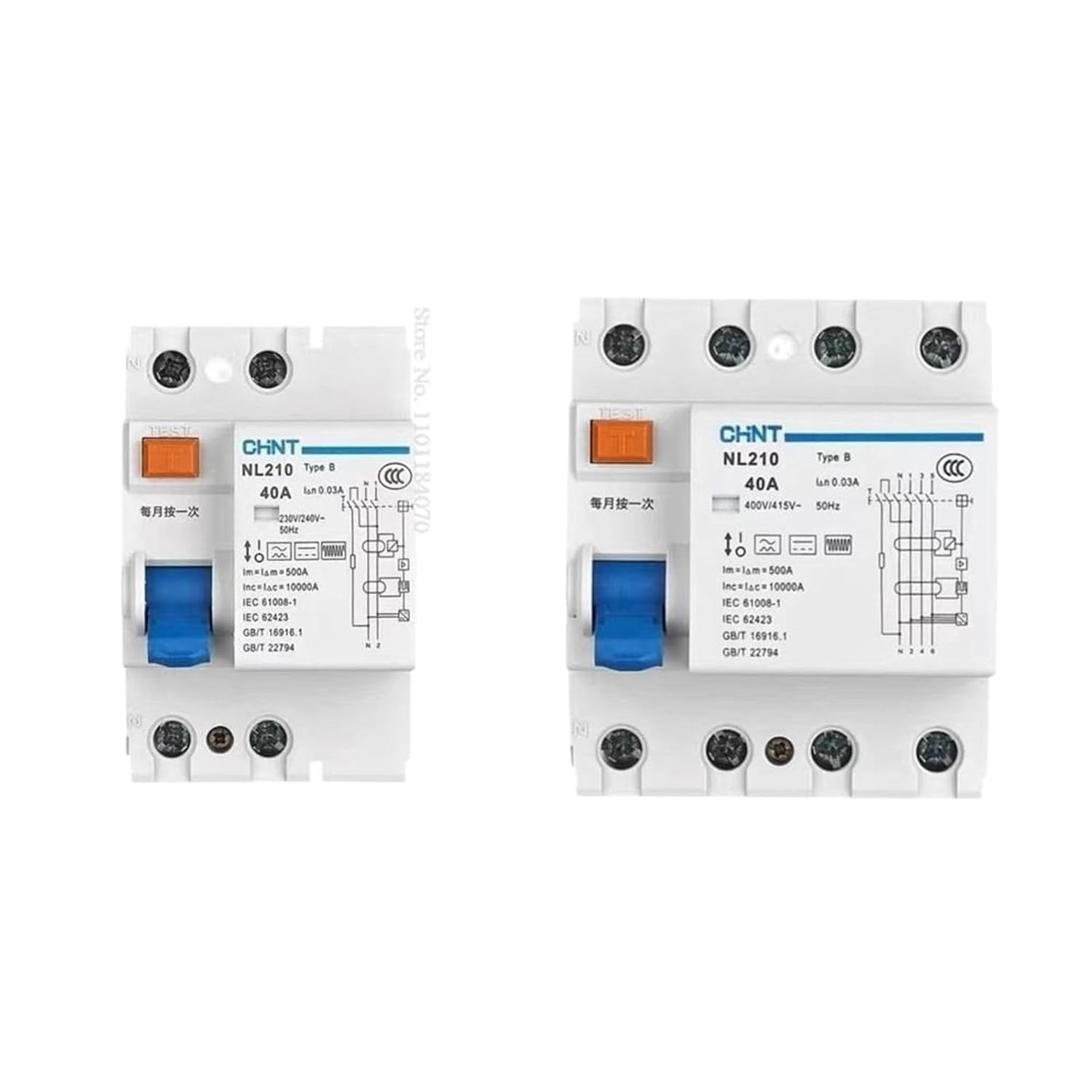 NL210 Type B RCCB 3P+N 4P 2P 1P+N 63A 40A 25A 30MA Electric Leakage ...