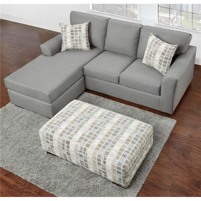 NL700-GRAY-01-CHOF-OTT Lucas Sofa Sectional with Reversible Chaise & Rectangle Ottoman Set, Gray ...
