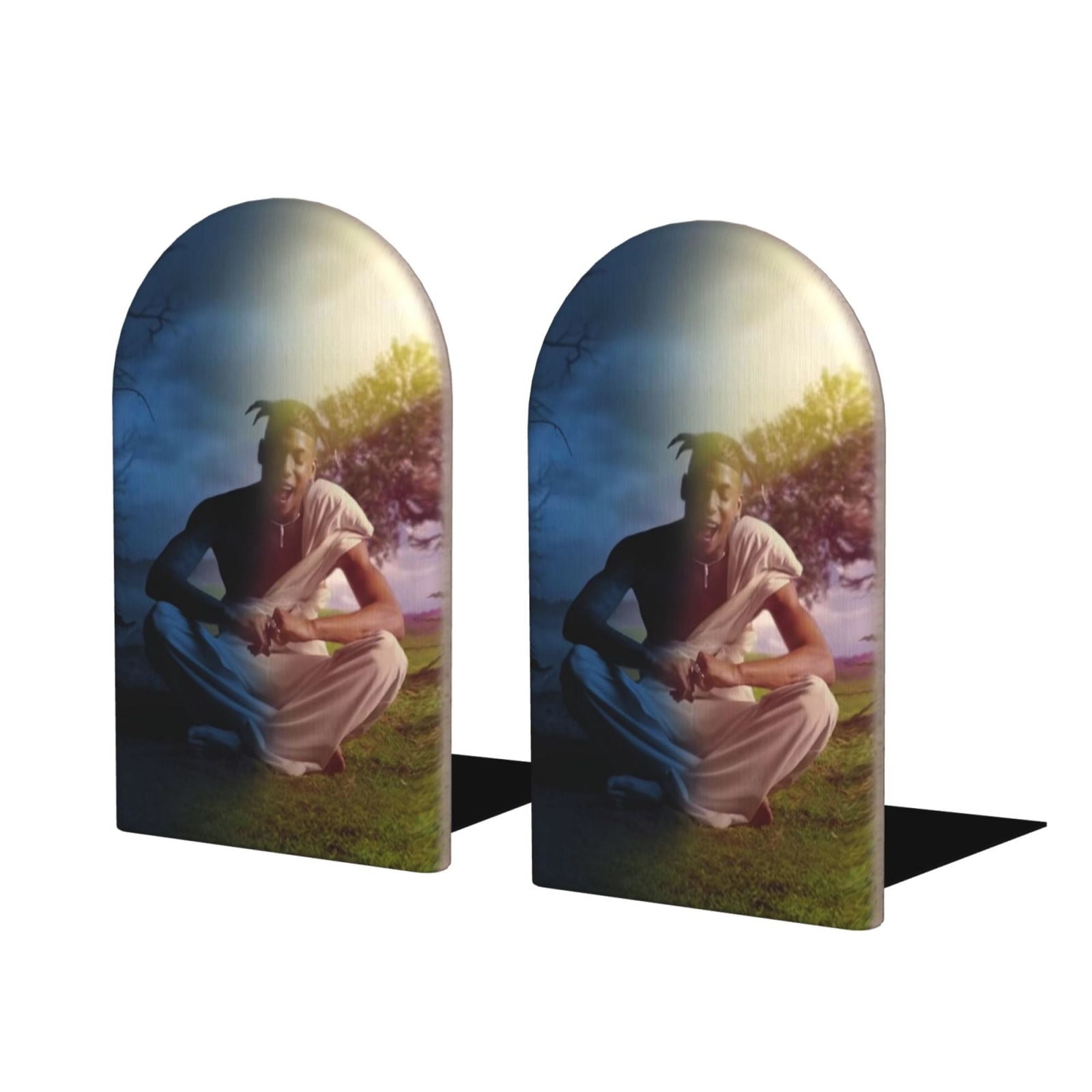 NLE Choppa Bookends Wood Book Divider Shelves Non-Skid Book Stand 2 ...