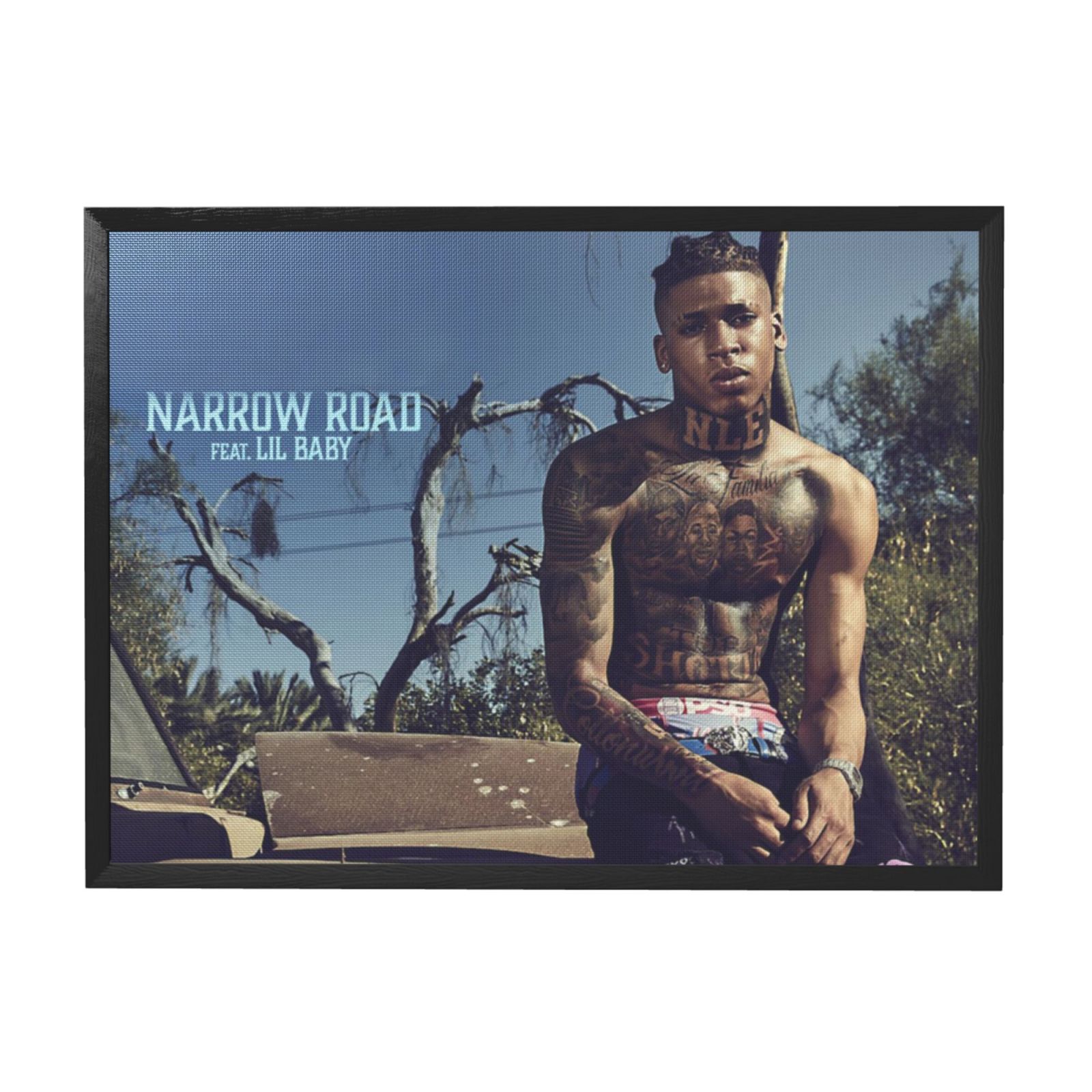 NLE Choppa Narrow Road Decorative Painting Black Frame Canvas Decor ...