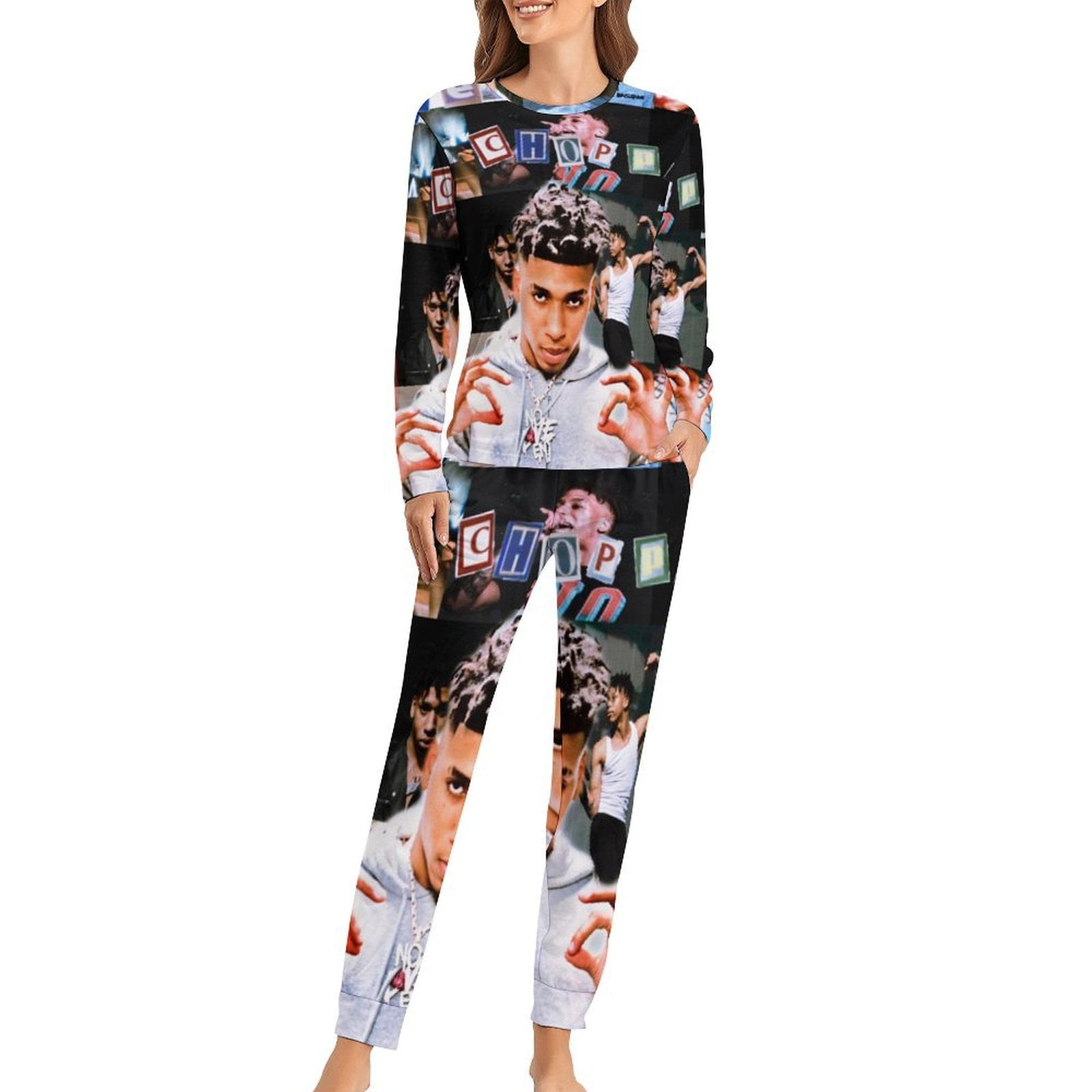 NLE Choppa Poster Women's Pajama Set Soft Cozy House Wear Sets Long ...