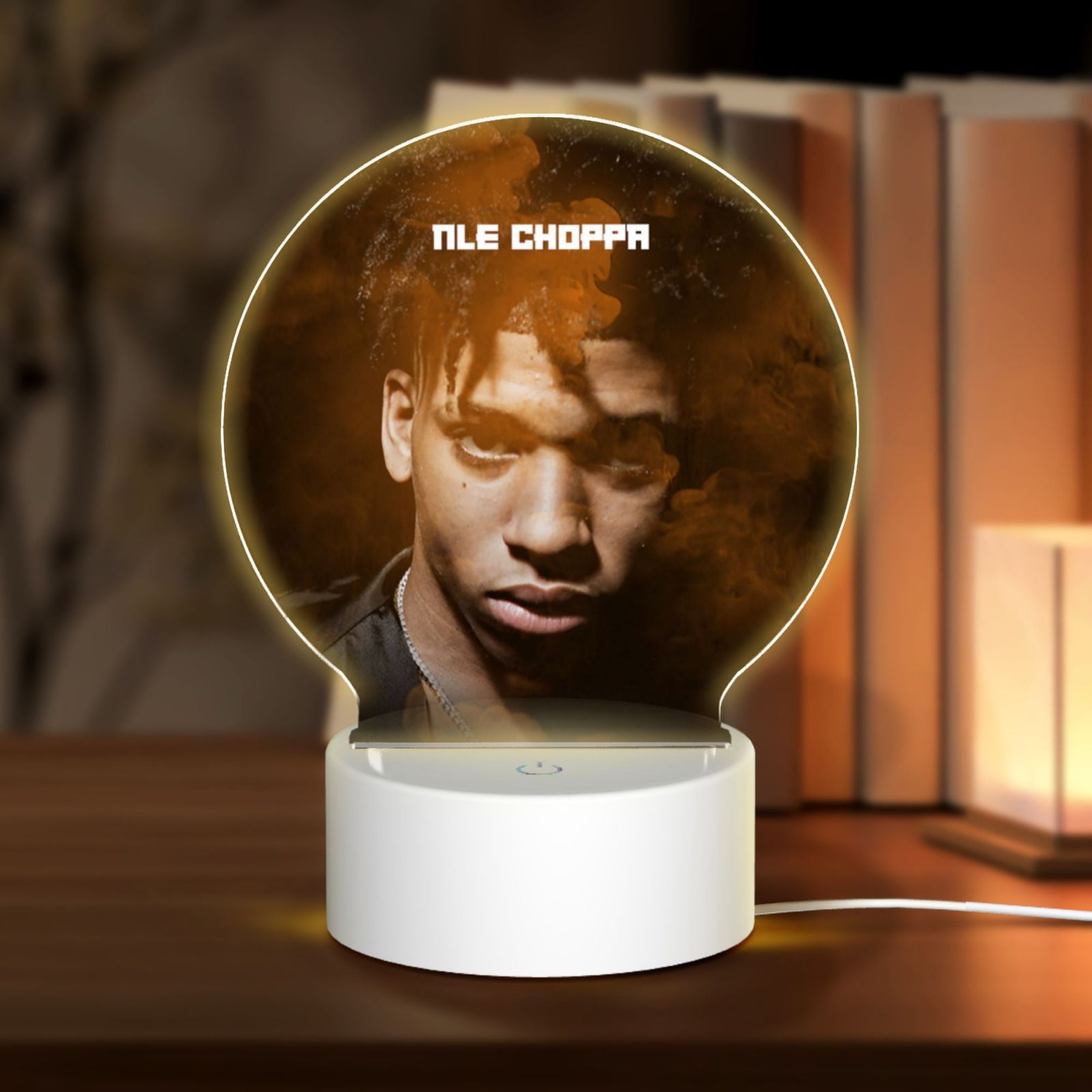 NLE Choppa Round Acrylic Night Light USB Cable LED Lamp Base with Touch ...