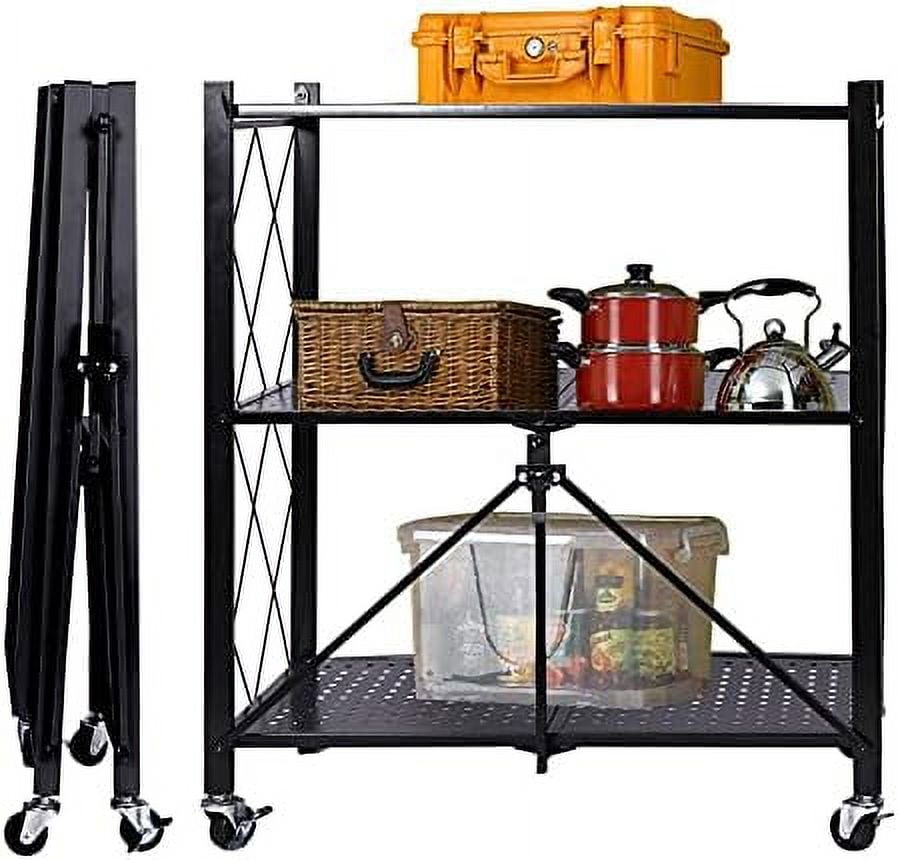 NLIBOOMLife 3 Tier Freestanding Metal Rack Foldable Rack Perforated ...