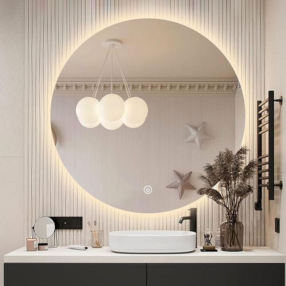 NLIBOOMLife 32 Inch Round LED Smart Anti-Fog IP65 Waterproof Vanity ...