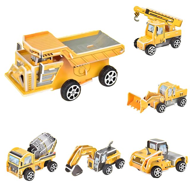 NLLSHGJ 3D Stereo DIY Pull Back Inertial Engineering Car Assembly Model ...