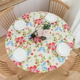 NLMUVW Round Fitted Vinyl Tablecloth with Elastic Edge 100% Waterproof ...
