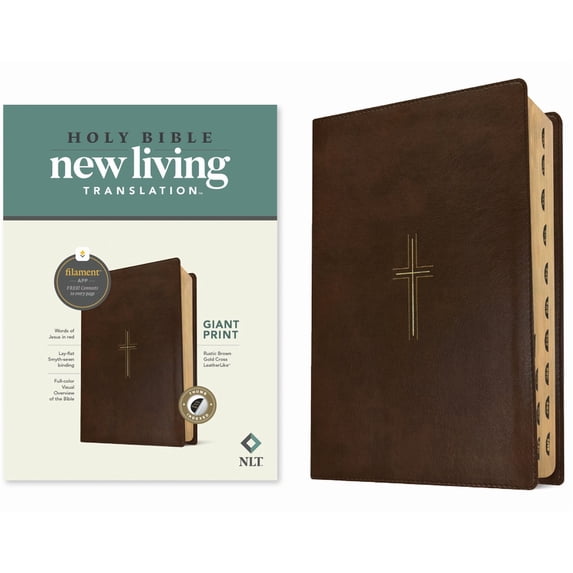 NLT Giant Print Bible, Filament Enabled (Leatherlike, Rustic Brown Gold ...
