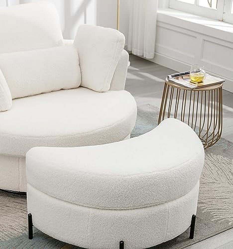 NLTBONNIE 2PC Round Ottoman Coffee Table & Square Foot Stool Set Modern ...