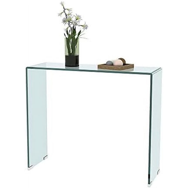 NLTBONNIE Clear Glass Console Table for Entryway Skinny Sofa Table ...