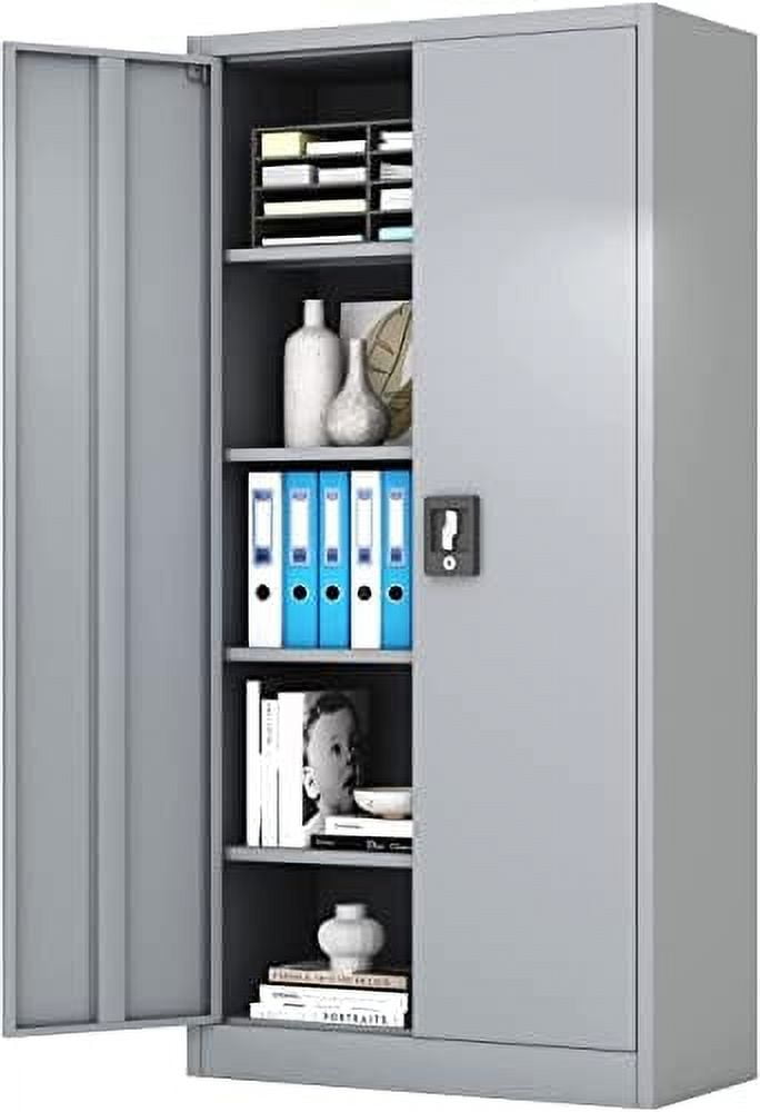 NLTBONNIE Metal Cabinet with 2 Doors Lockable Steel Cabinet with 2 ...