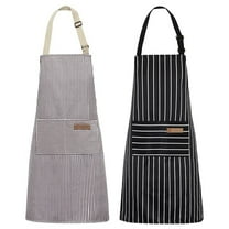 NLUS 2 Pack Striped Chef Polyester Kitchen Aprons for Women Men with 2 ...