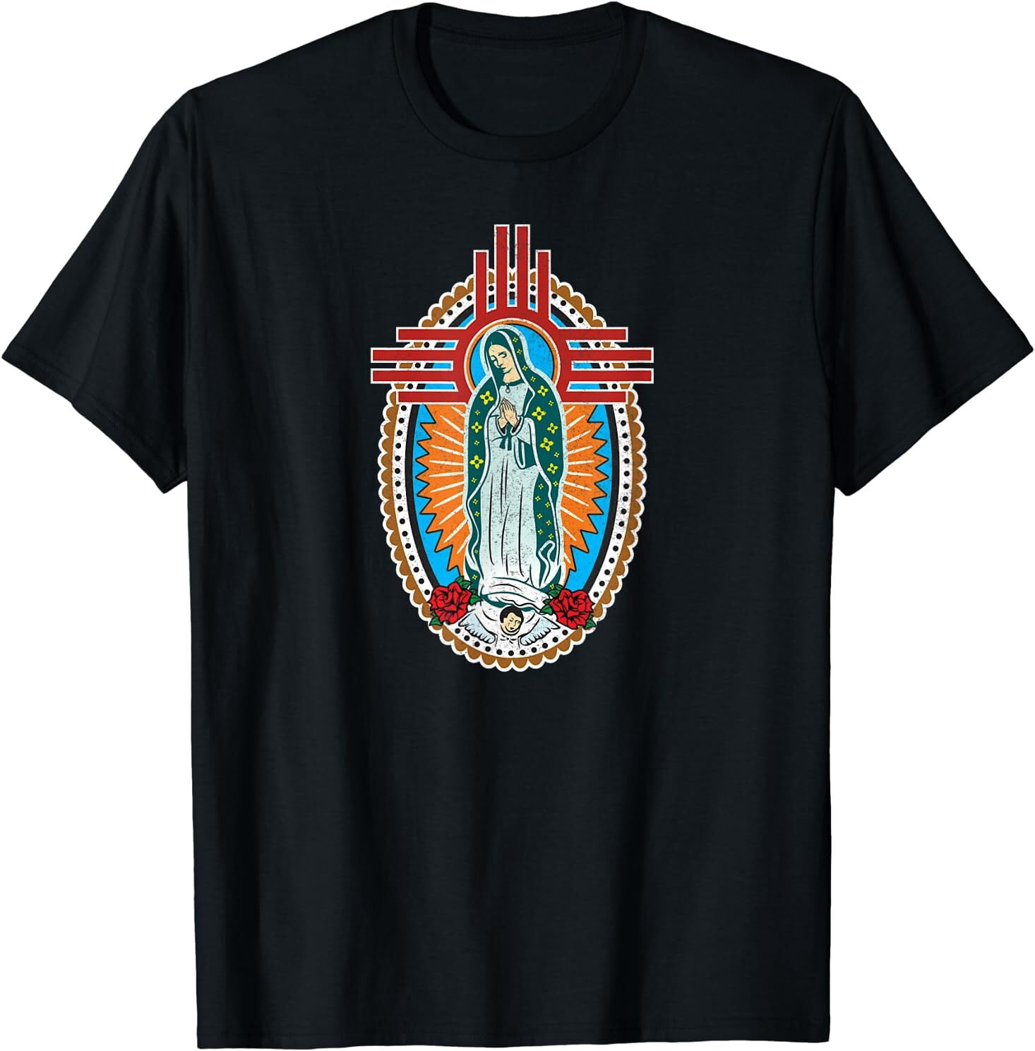 NM Zia Blessed Virgin Mary Our Lady of Guadalupe La Virgen T-Shirt Size ...