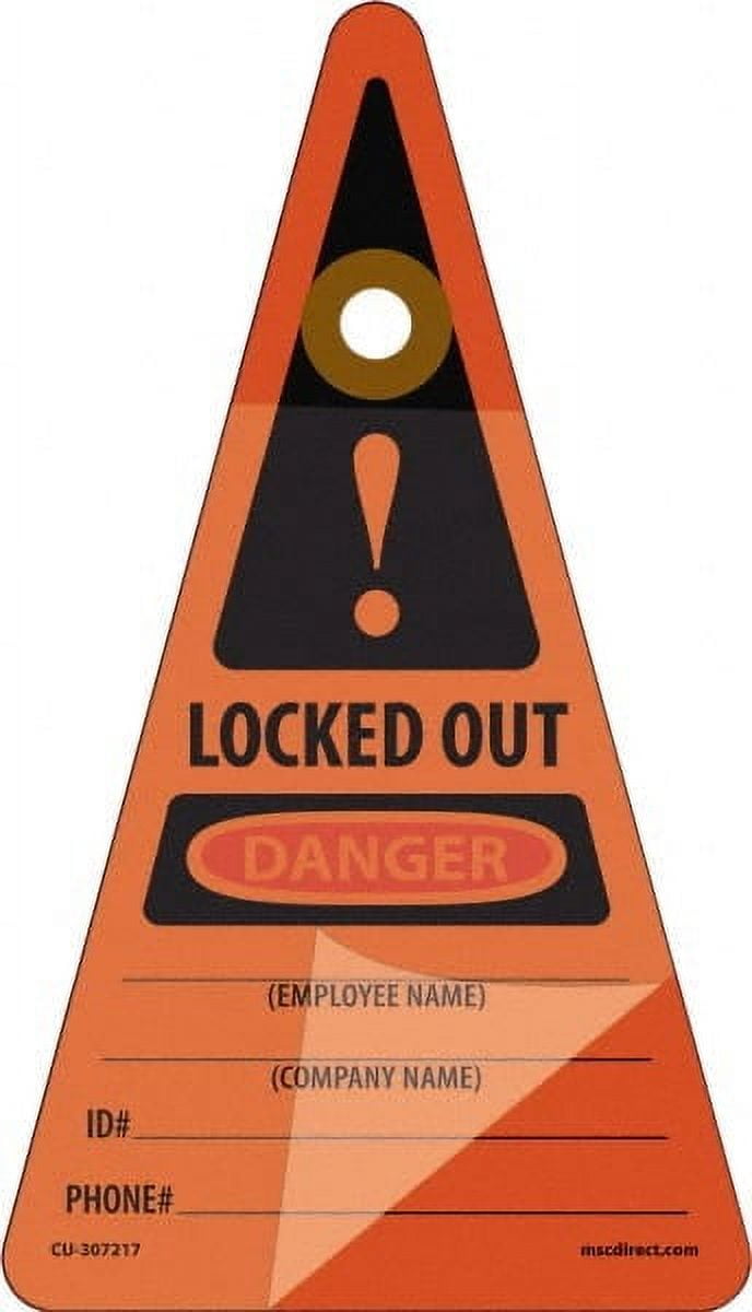 NMC 7"x4" LOCKED OUT - DANGER Tag, Employee/Company/ID/Phone Info ...