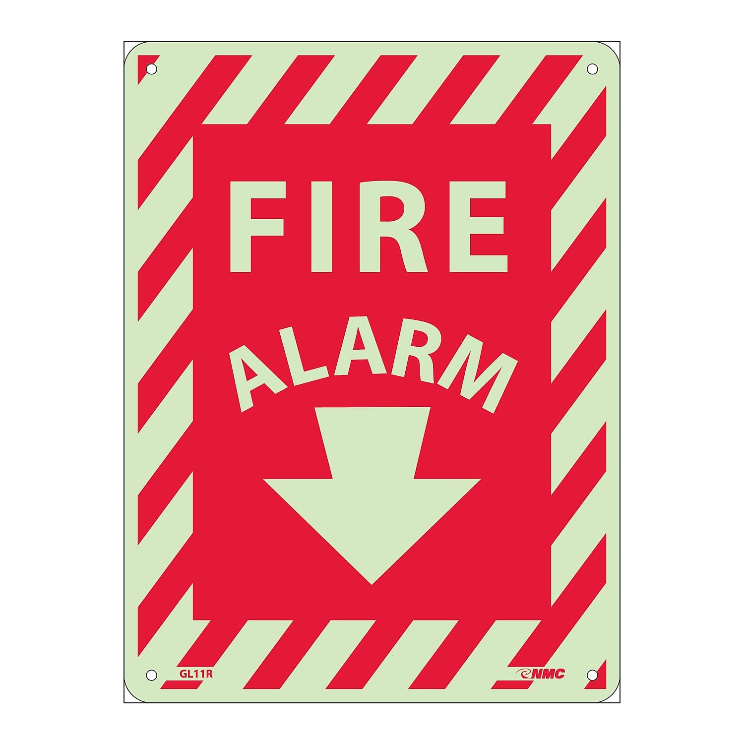 NMC GL11R Fire Alarm Sign, Legend "FIRE ALARM" with Graphic, 9" Length ...