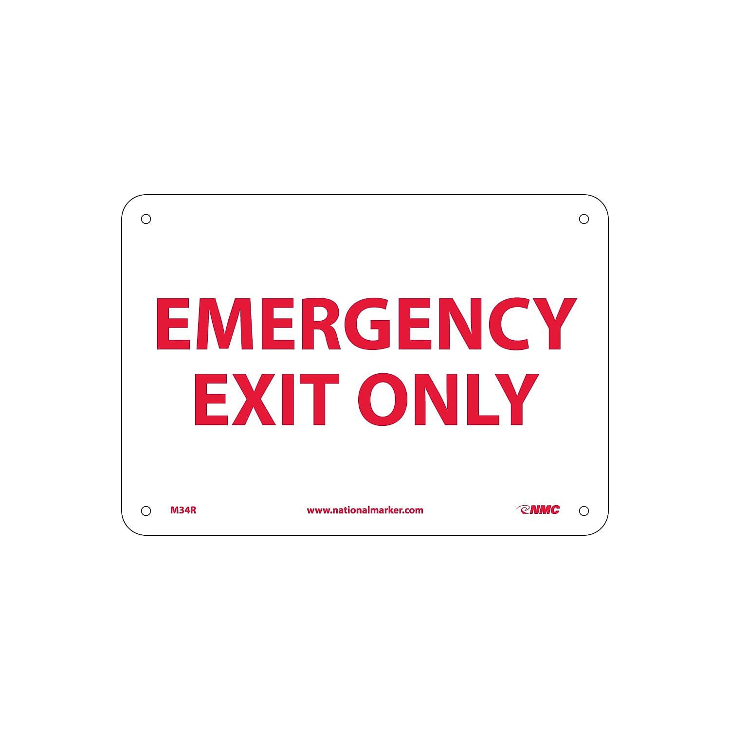 National Marker Notice Signs; Emergency Exit Only 7X10 Rigid Plastic ...
