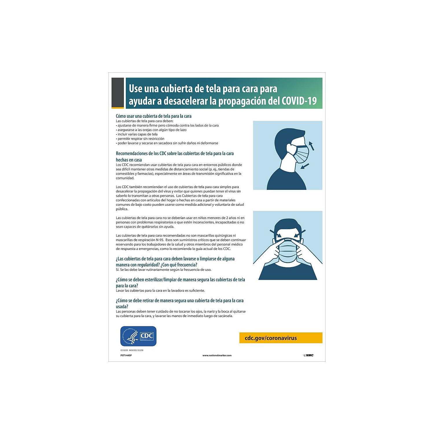 NMC - Safety poster - use of cloth face coverings - rectangular - 17.99 ...