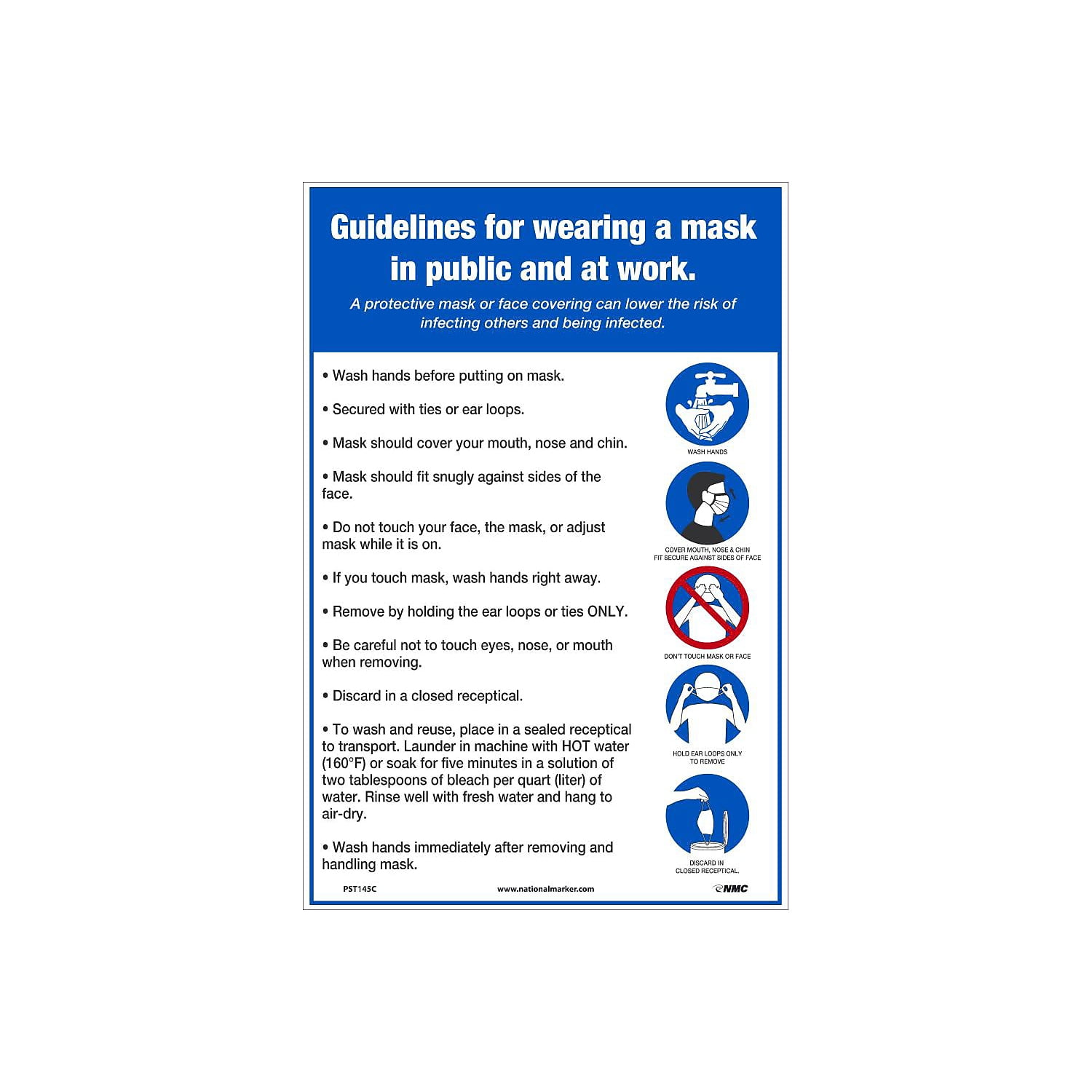 NMC - Safety poster - guidelines for wearing a mask in public and at ...
