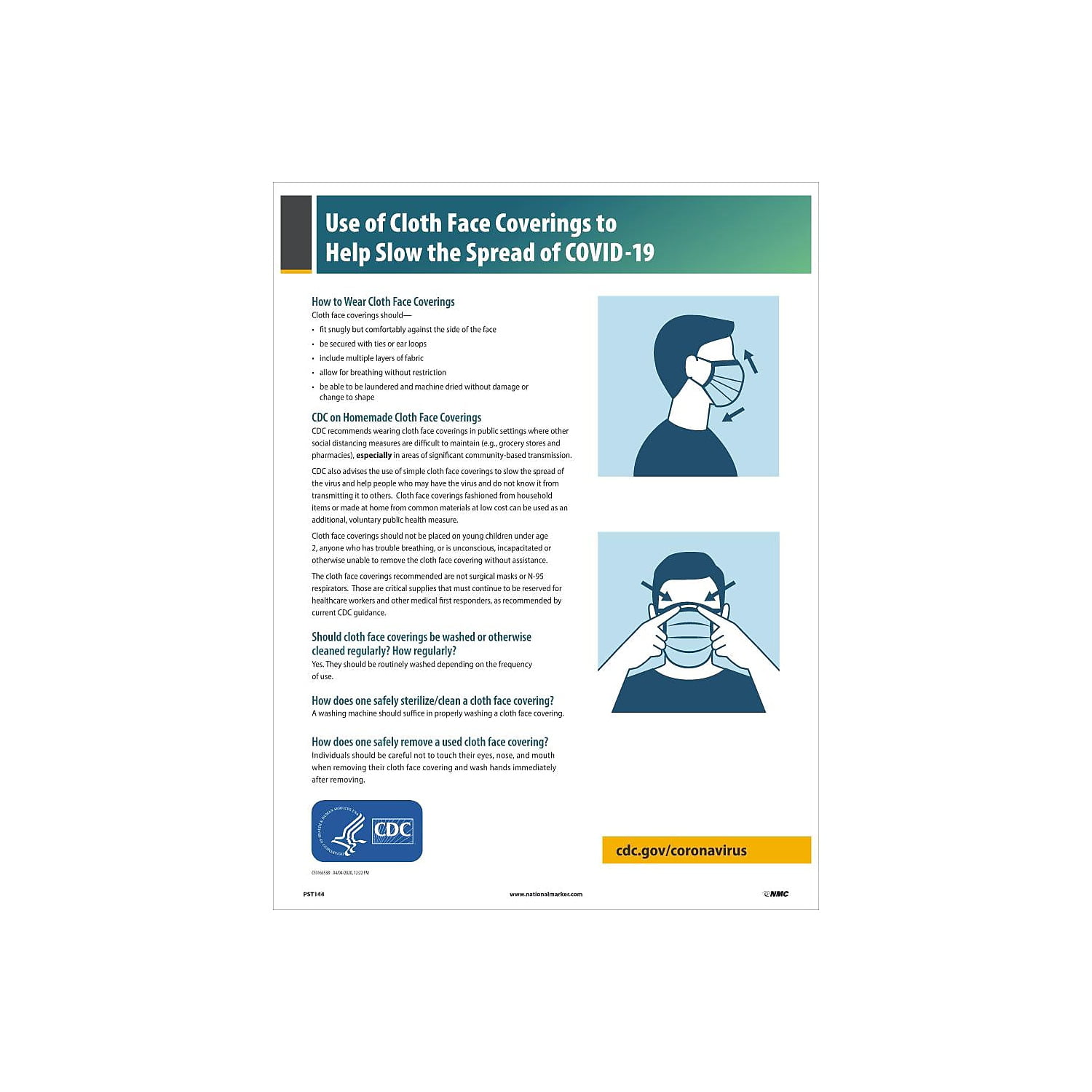 NMC - Safety poster - use of cloth face coverings - rectangular - 17.99 ...