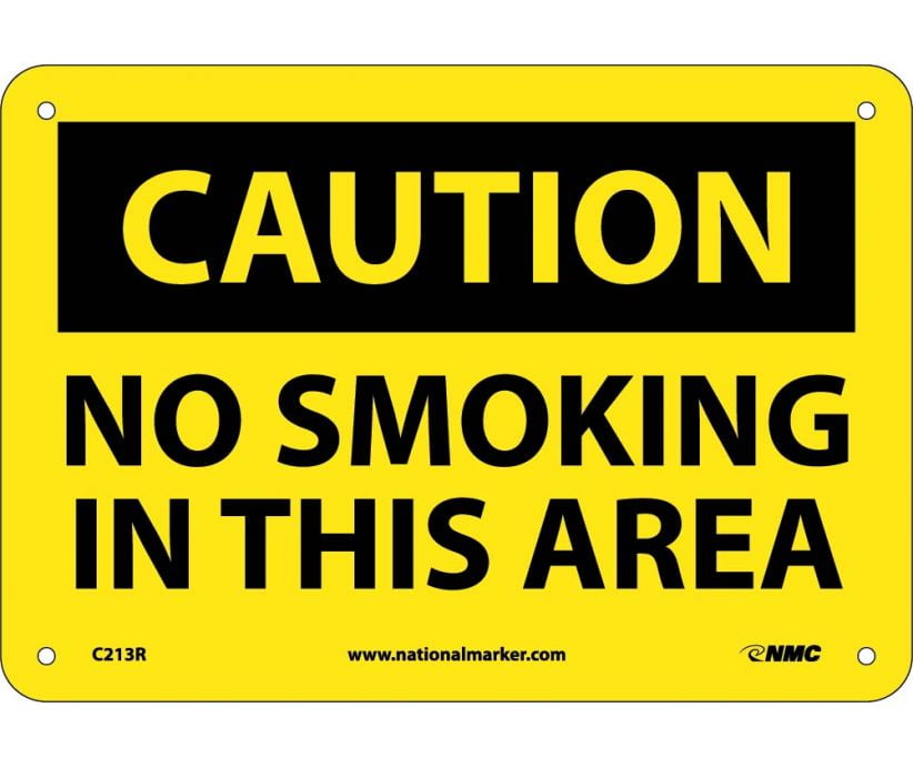 NMC Signs C213R, Caution No Smoking In This Area Sign, 7 X 10, Rigid ...