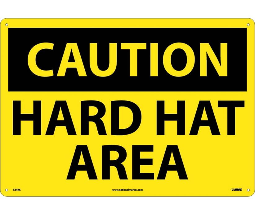 NMC Signs C31Rc, Large Format Caution Hard Hat Area Sign, 14 X 20 ...