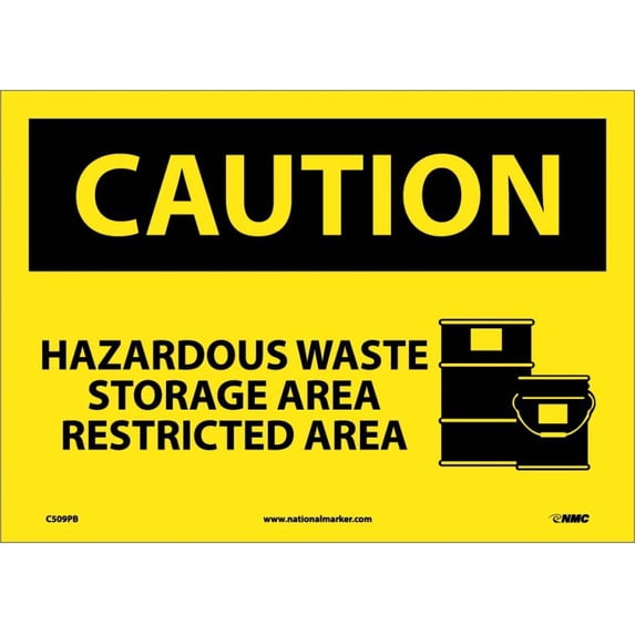 NMC Signs C509Pb, Caution Hazardous Waste Storage Area Sign, 10 X 14 ...