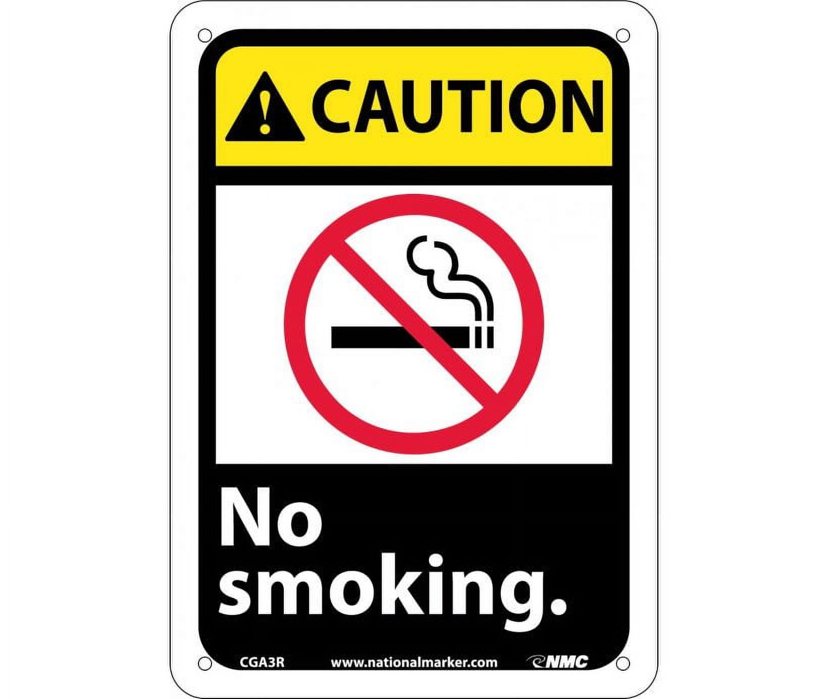 NMC Signs Cga3R, Caution No Smoking Sign, 10 X 7, Rigid Plastic .050 ...