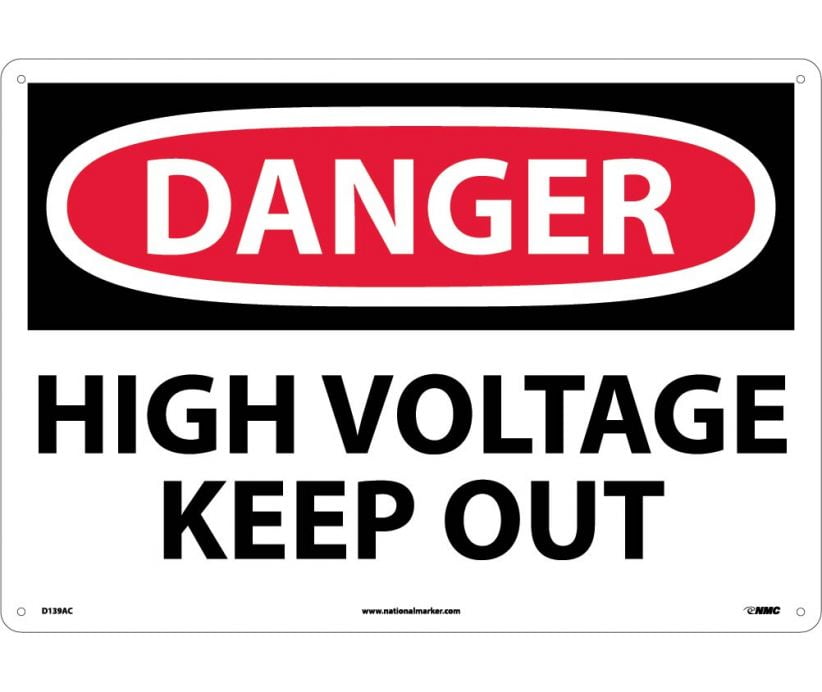 NMC Signs D139Ac, Large Format Danger High Voltage Keep Out Sign, 14 X ...