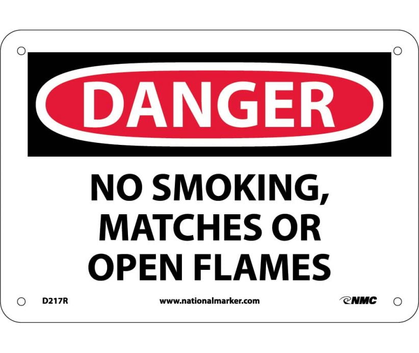NMC Signs D217R, Danger No Smoking Matches Or Open Flames Sign, 7 X 10 ...
