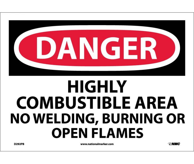 NMC Signs D292Pb, Highly Combustible Area No Welding Burni Sign, 10 X ...