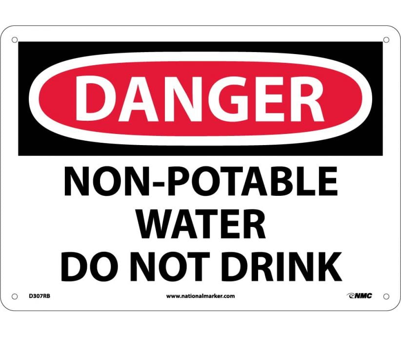 NMC Signs D307Rb, Danger Non-Potable Water Sign, 10 X 14, Rigid Plastic ...