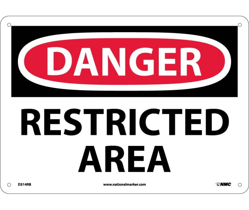 NMC Signs D314Rb, Danger Restricted Area Sign, 10 X 14, Rigid Plastic ...