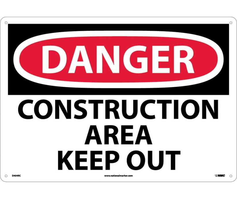 NMC Signs D404Rc, Large Format Danger Construction Area Keep Out Sign ...